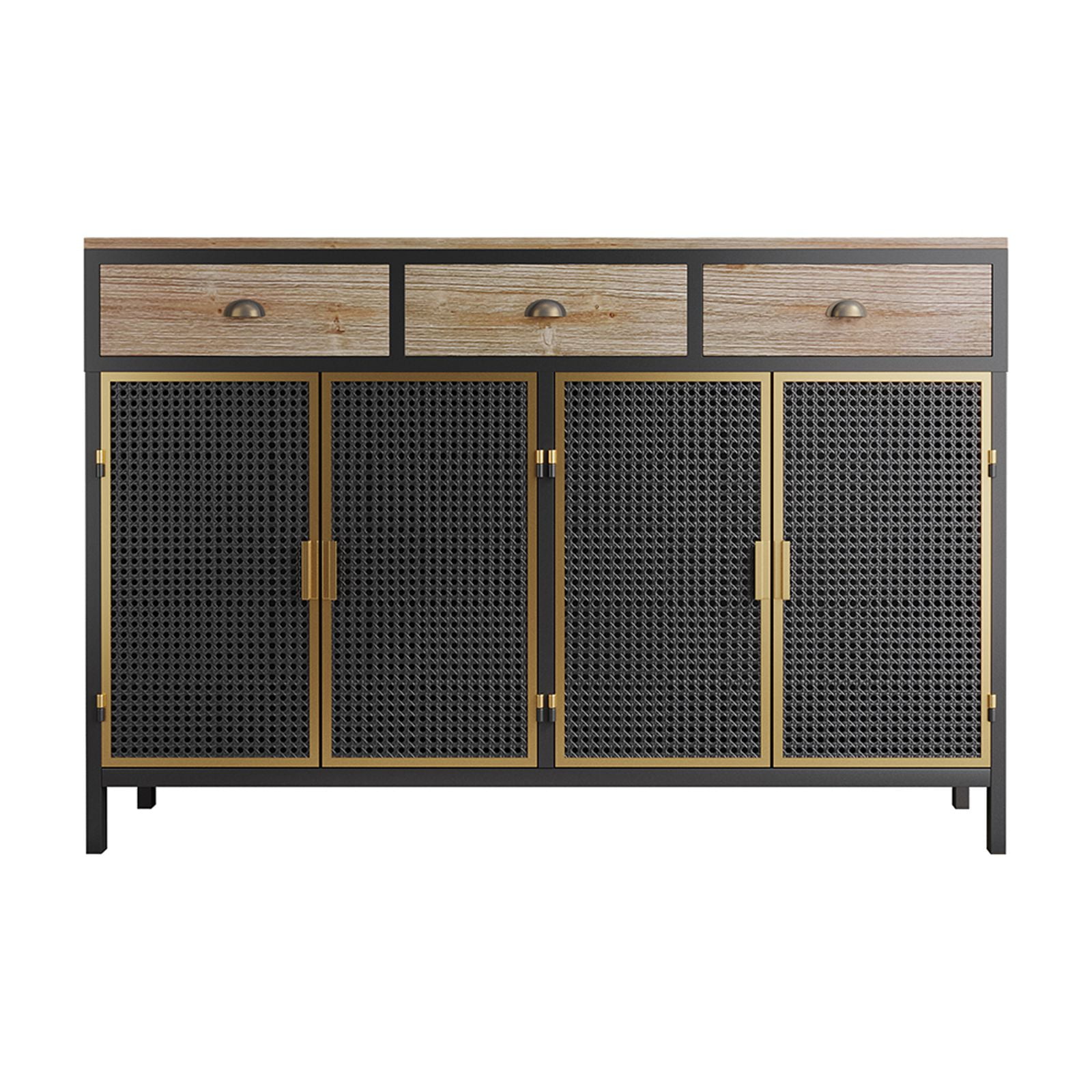 SainSpeed Sideboard Cabinet, Media Console With 4 Doors, 3 Top Drawers ...