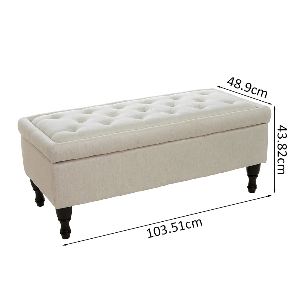 SainSpeed Storage Bench, Upholstered Storage Bench With 4 Wood Legs ...