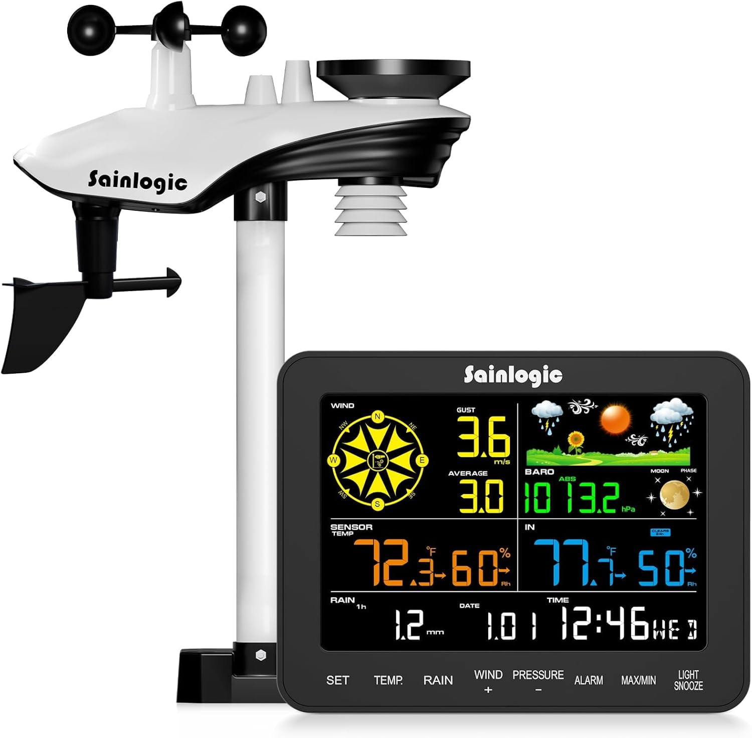 Sainlogic Weather Stations Wireless Indoor Outdoor SA6, Weather Station ...
