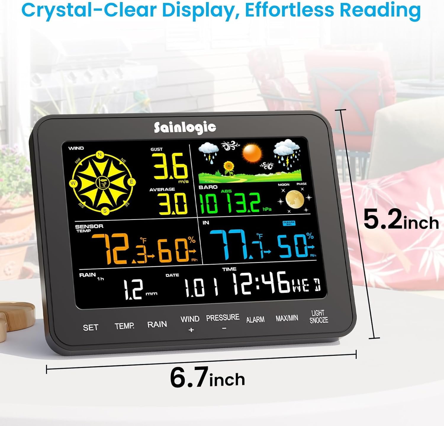 Sainlogic Weather Stations Wireless Indoor Outdoor SA6, Weather Station ...