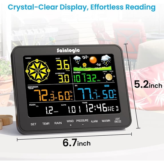 Sainlogic Weather Stations Wireless Indoor Outdoor SA6, Weather Station ...
