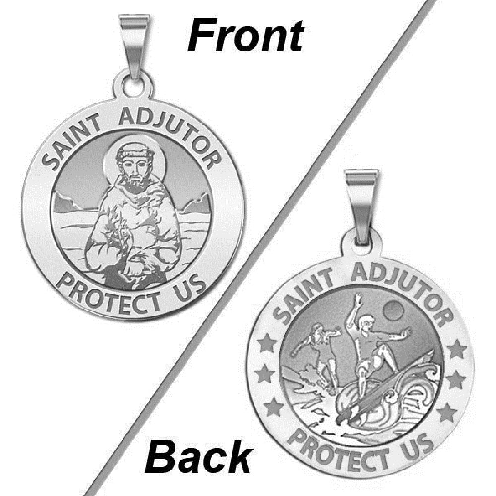 Saint Adjutor Doubles Sided Surfing Religious Medal - - 2/3 Inch Size ...