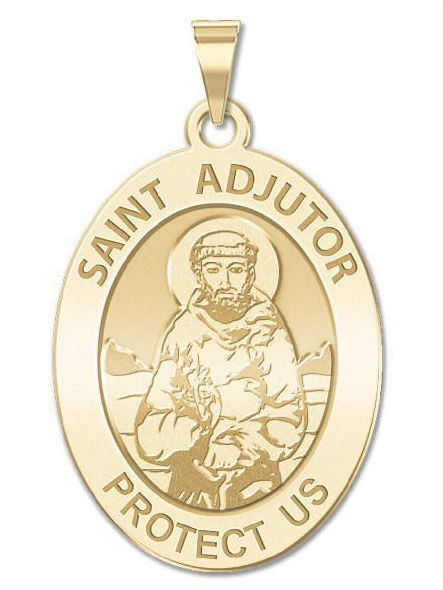 Saint Adjutor Religious Medal - - 3/4 Inch X 1 Inch -Solid 14K Yellow ...