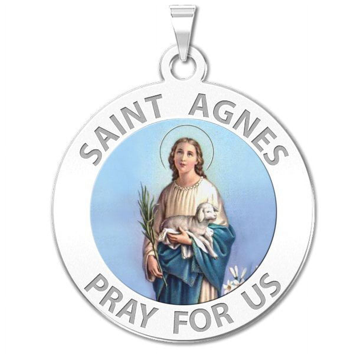 Saint Agnes of Rome Religious Color Medal - 2/3 Inch Size of Dime ...