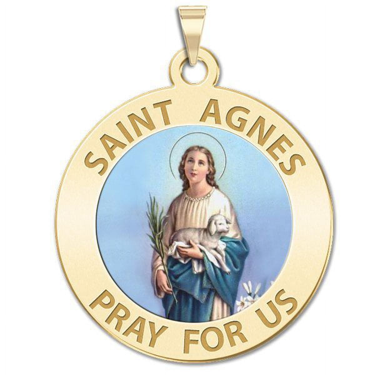 Saint Agnes of Rome Religious Color Medal - 3/4 Inch Size of a Nickel ...