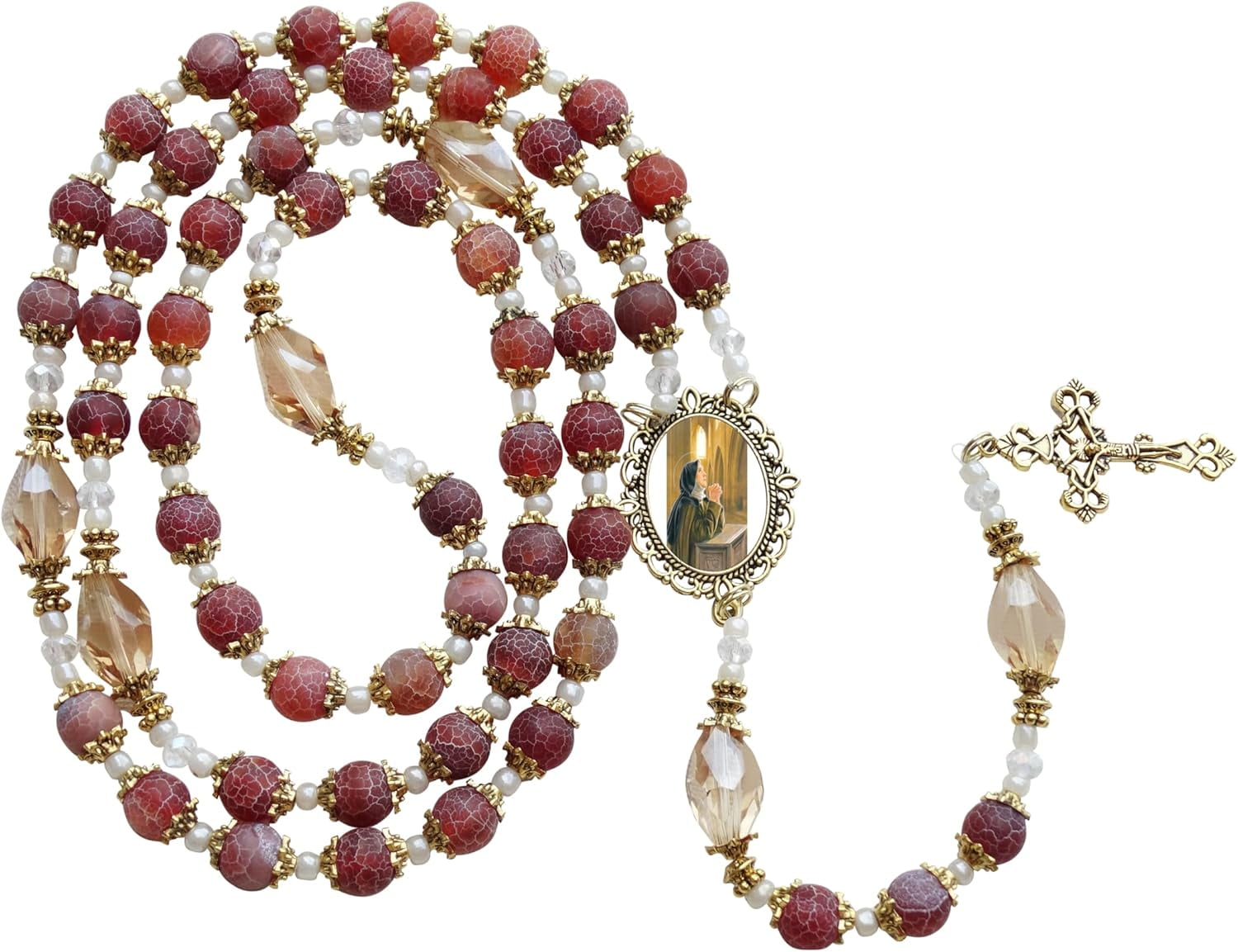 Saint Alice Patron of Blind and Paralyzed Fire Quartz 10mm Beaded ...