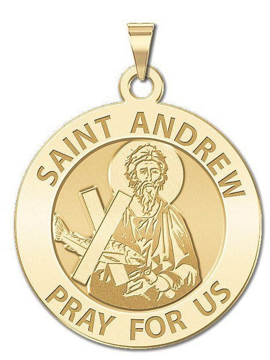 Saint Andrew Religious Medal - 2/3 Inch Size of Dime, Solid 14K Yellow ...