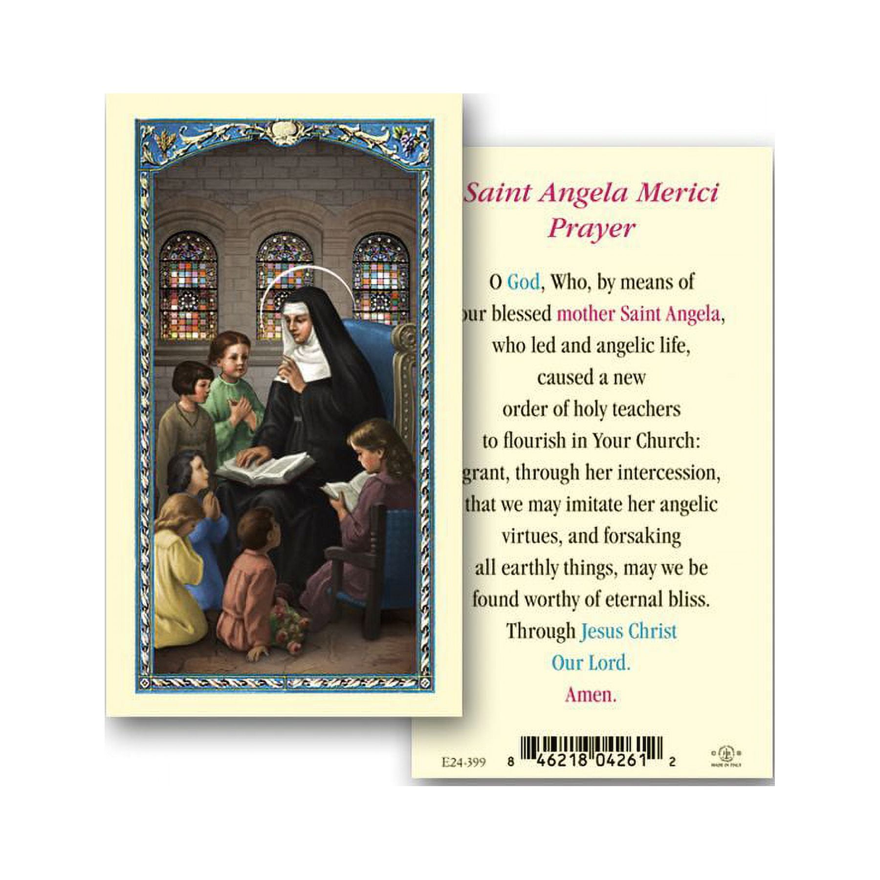 Saint Angela Merici Laminated Catholic Prayer Holy Card with Prayer on ...