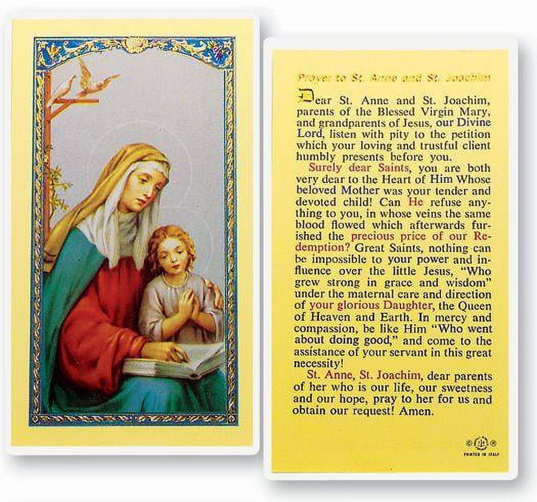 Saint Anne and Saint Joaquim Catholic Prayer Holy Card with Prayer on ...
