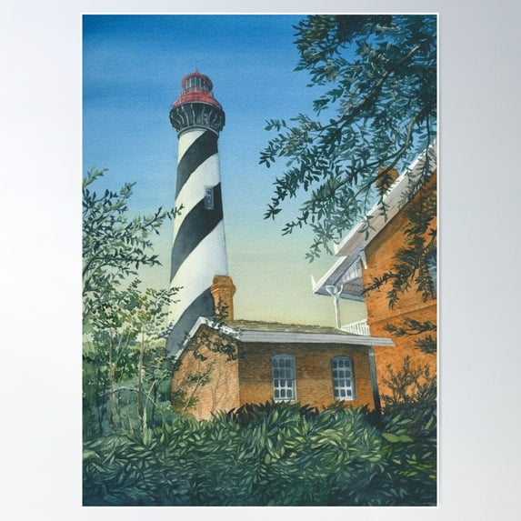 Saint Augustine Lighthouse Poster Wall Art, Modern Wall Decor For Living Room Bedroom, 12x18 ...