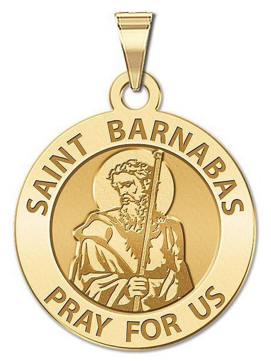 Saint Barnabas Round Religious Medal - 2/3 inch Size of Dime, Solid 14K ...