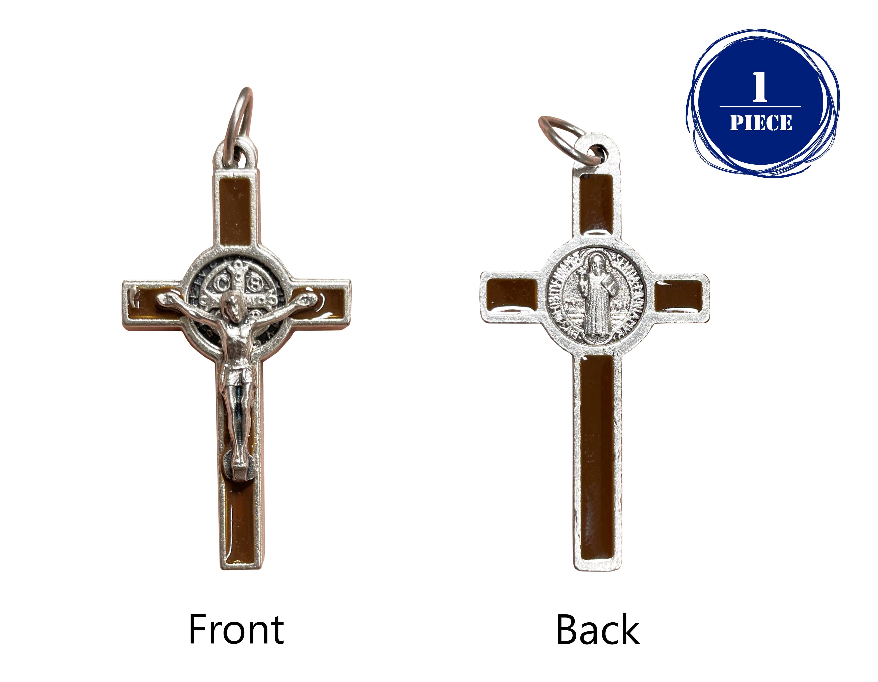 Saint Benedict Crucifix with colors enamel accented 1.5" - Walmart.com