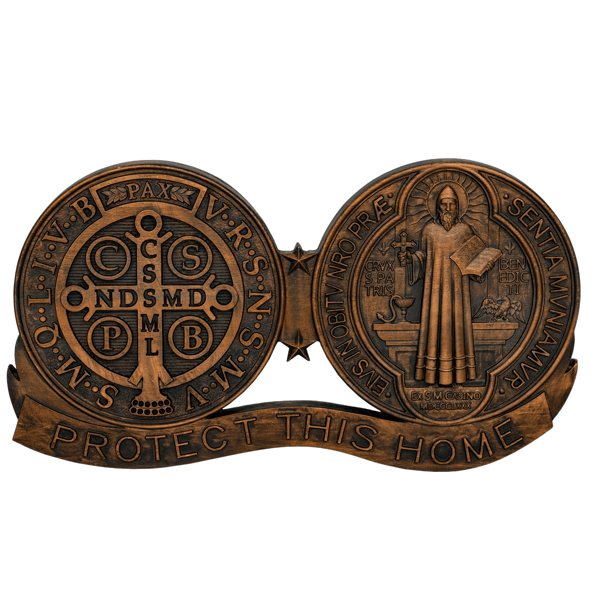 Saint Benedict Exorcist Medal Christian Sculpture Catholic Priest Saint ...