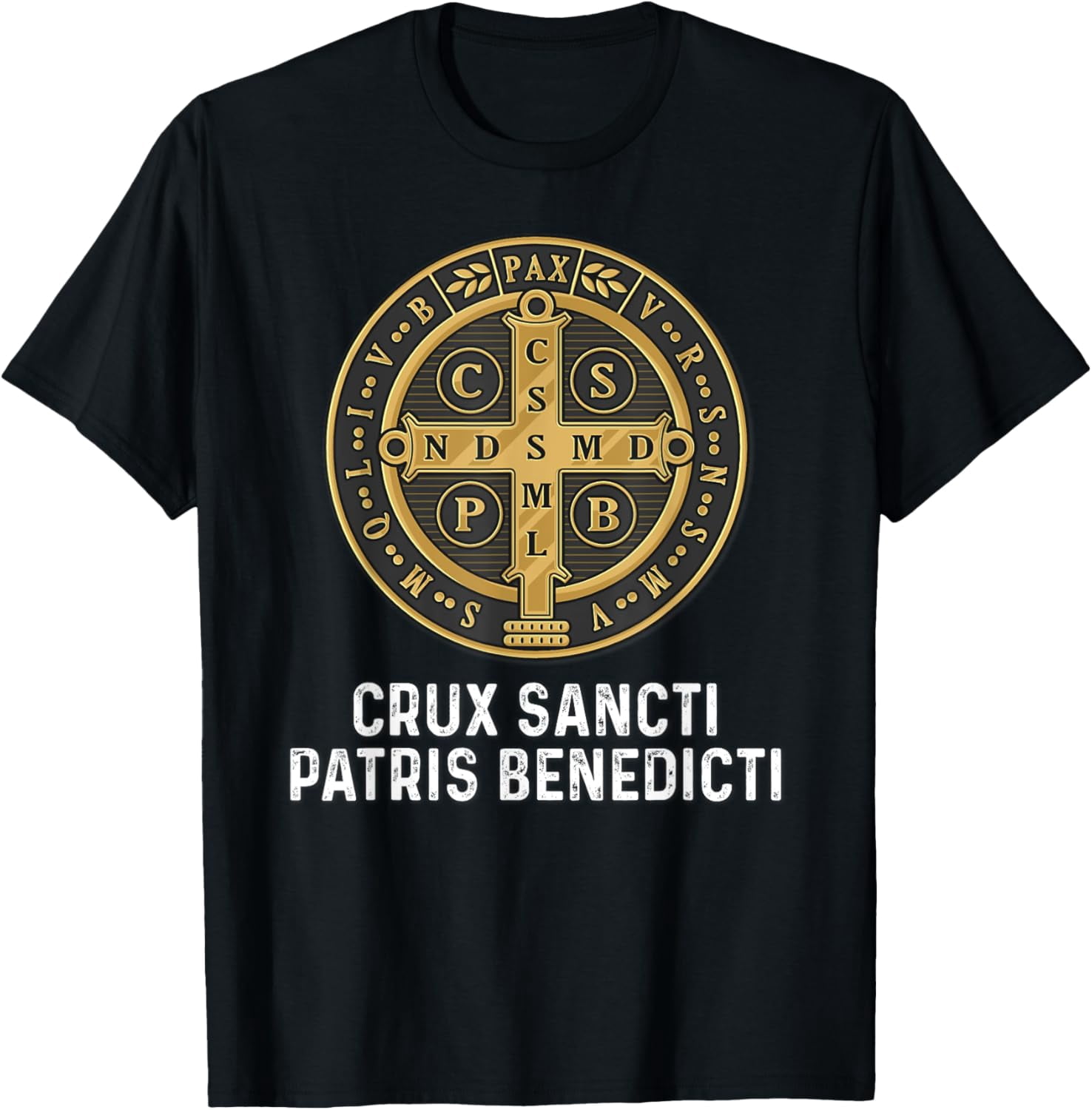 Saint Benedict Medal Traditional Latin Catholic T-Shirt - Walmart.com