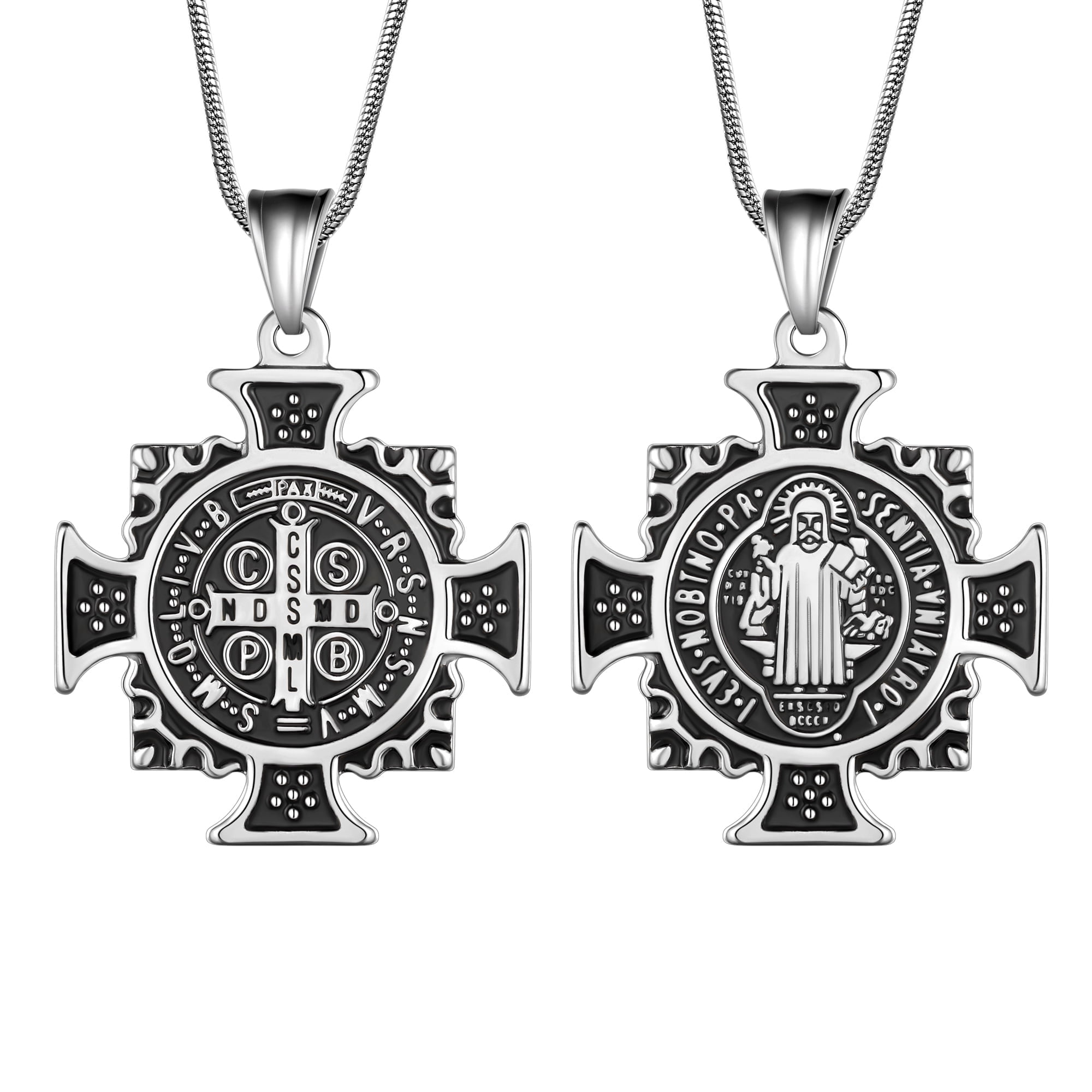 Saint Benedict Necklace For Men Stainless Steel St Benedict Medals ...