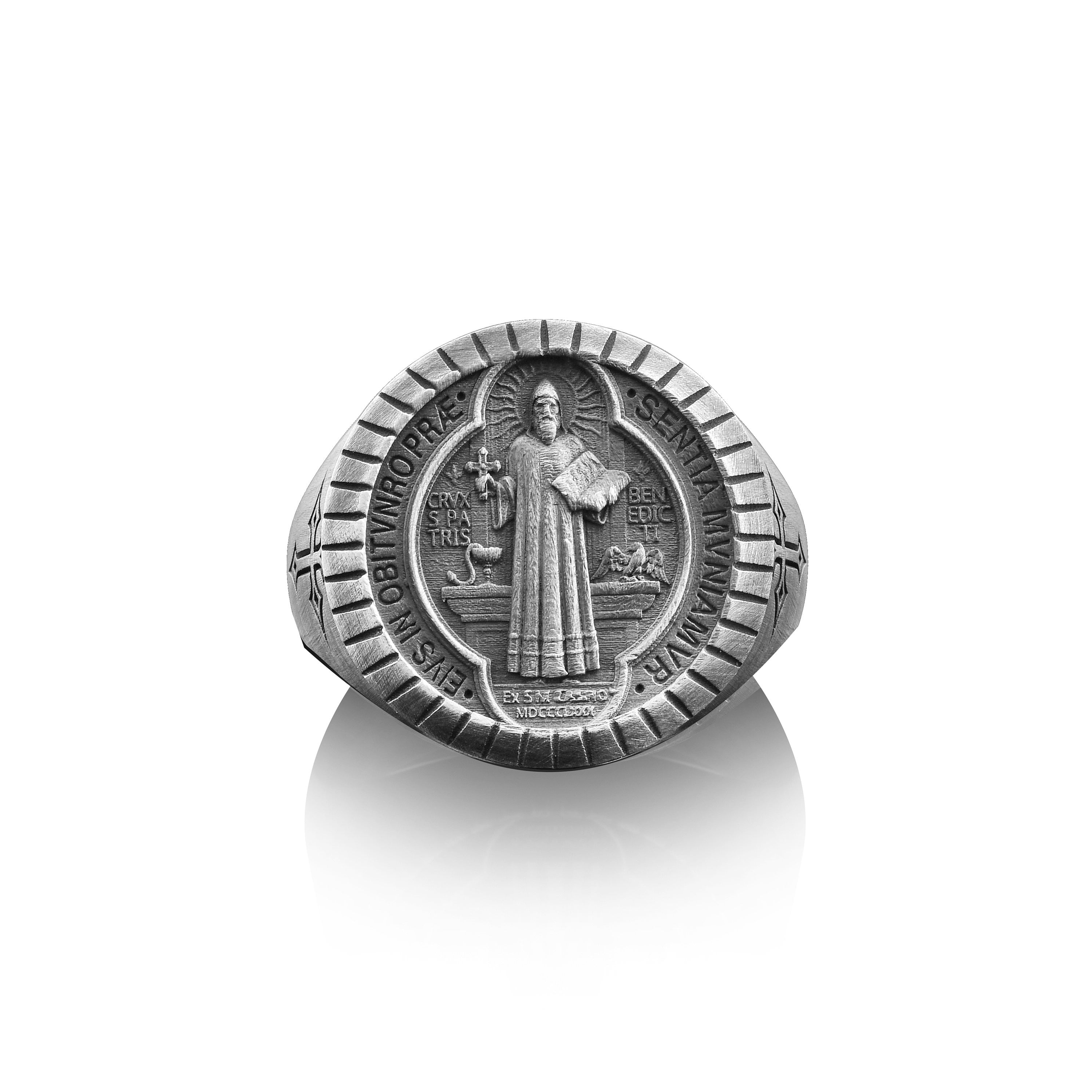 Saint Benedict Ring, Silver Saint Benedict Ring, Religious Rings ...