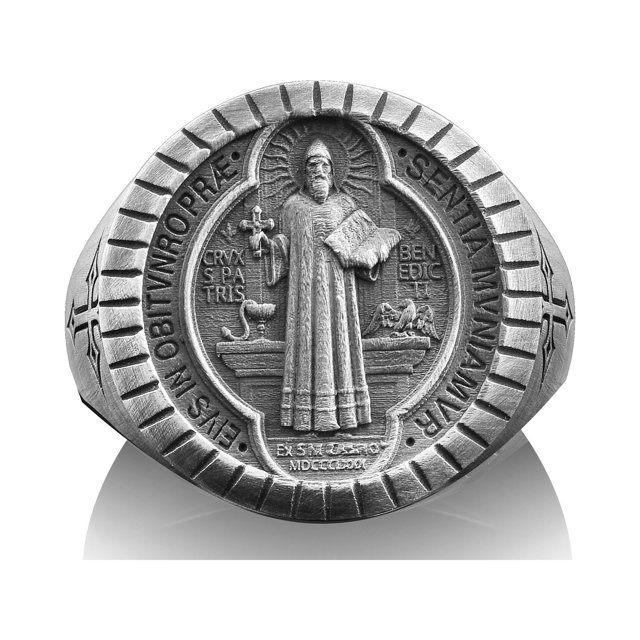 Saint Benedict Ring, Silver Saint Benedict Ring, Religious Rings ...