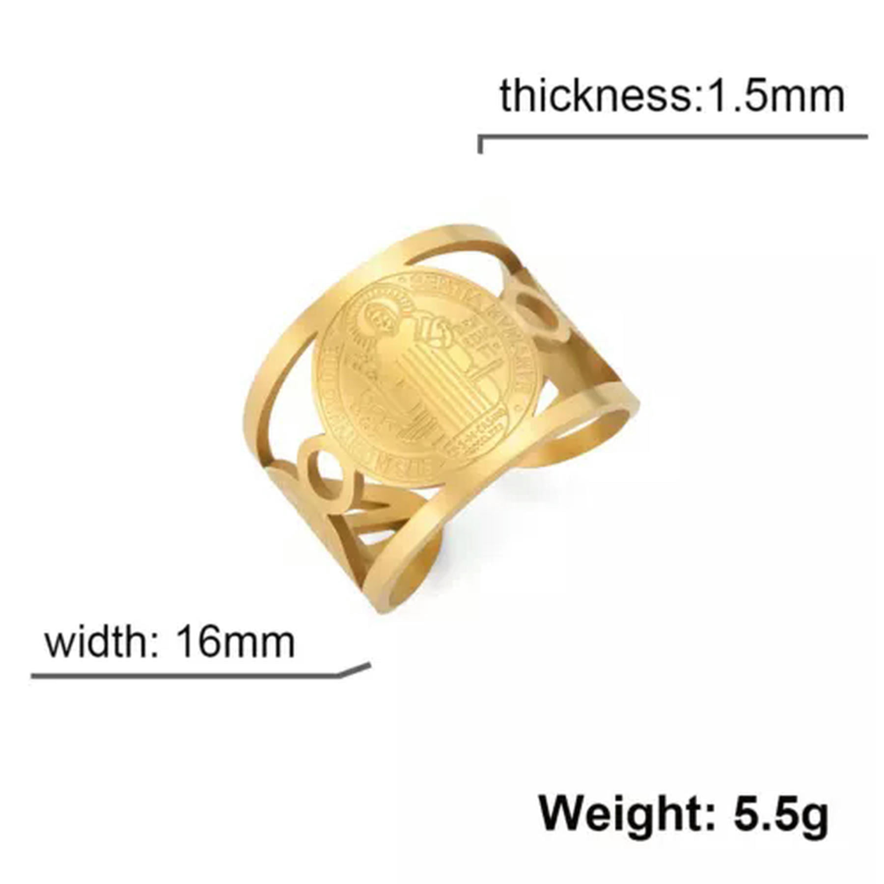 Saint Benedict Ring Stainless Steel Finger Ring Holy Christian ...