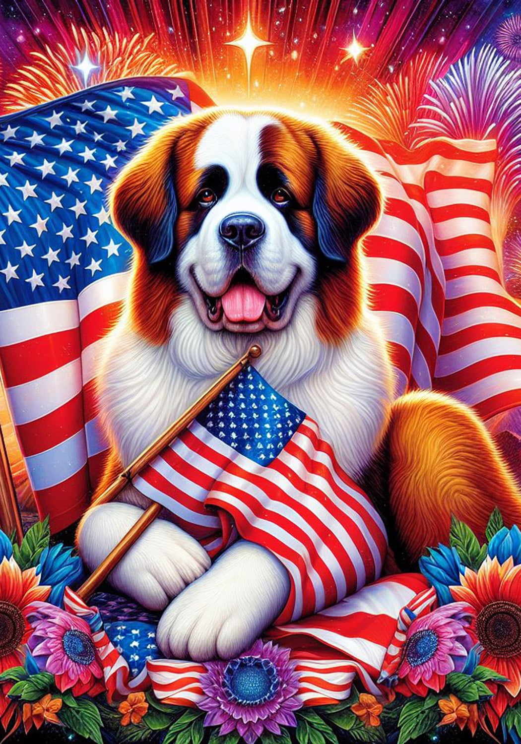 Saint Bernard - Best of Breed DCR July 4 Holiday Garden Flag - Walmart.com