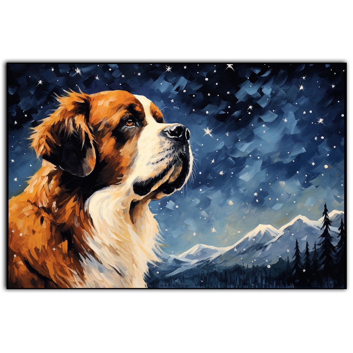 Saint Bernard Canvas Unframed Colofull Inspired bedroom decor - Dog Pet ...
