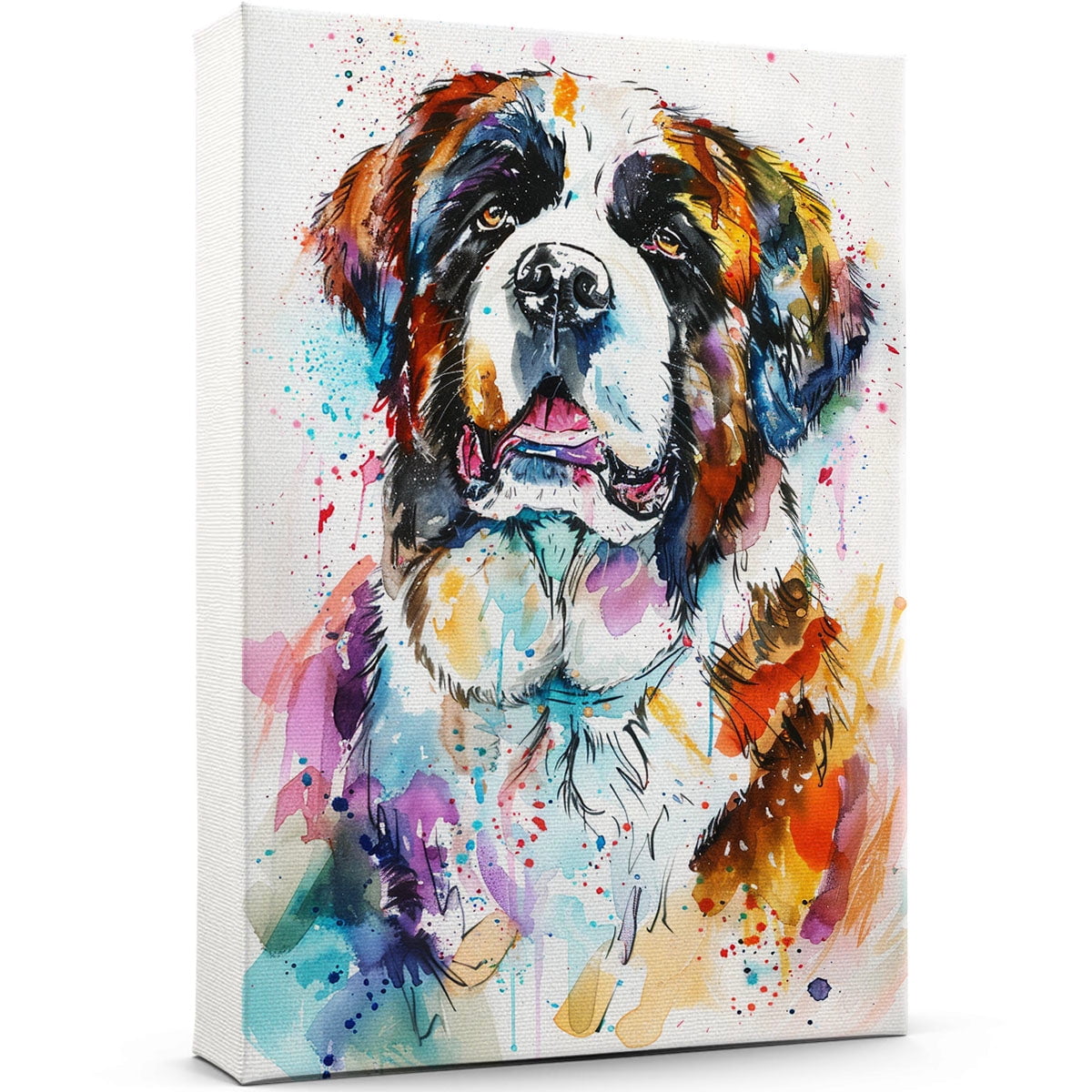 Saint Bernard Canvas Wall Art, Modern Cute Colorful Saint Bernard ...