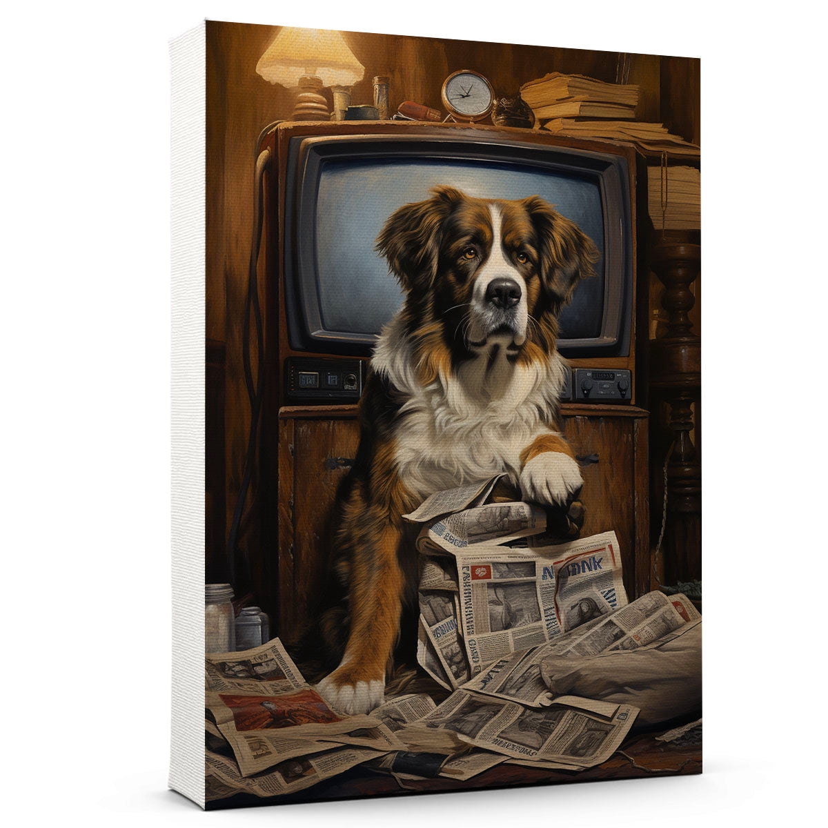 Saint Bernard Canvas Wall Art for Bathroom, Funny Dog Canvas Bedroom ...
