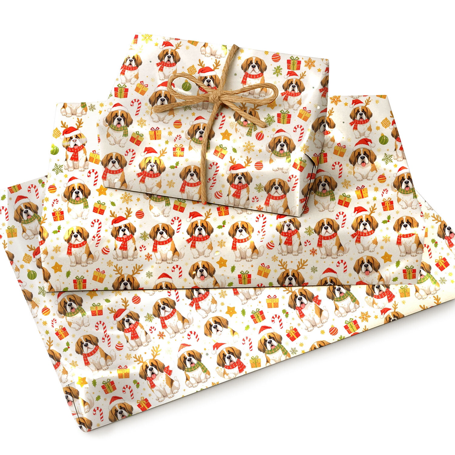 Saint Bernard Christmas Wrapping Paper Rolls, Saint Bernard Holiday ...