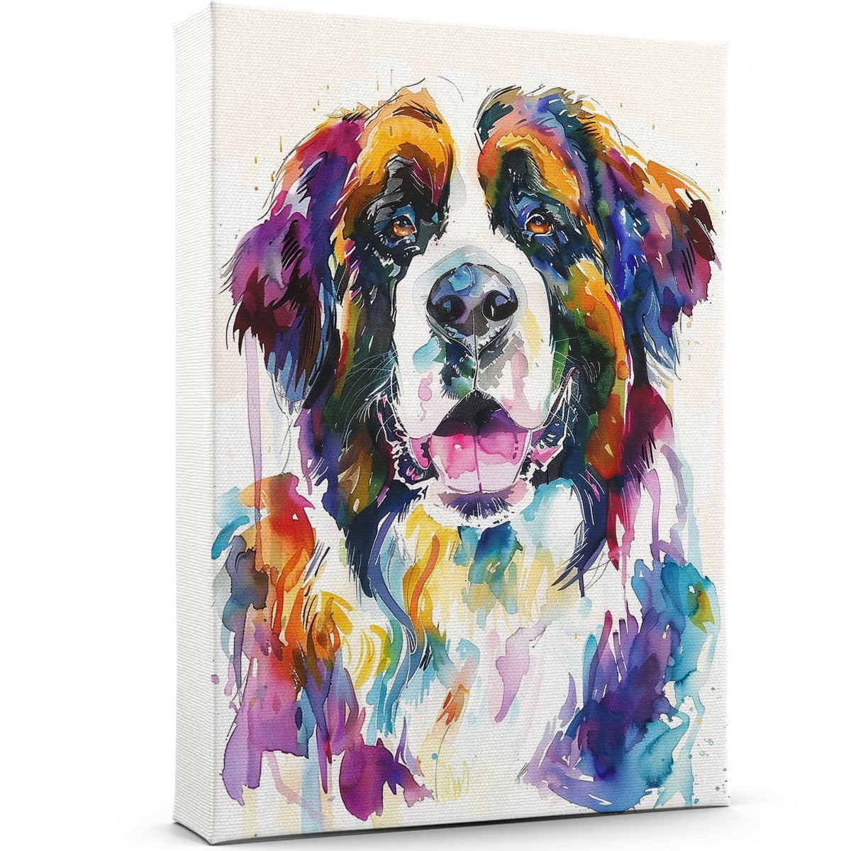Saint Bernard Dog Canvas Wall Art Prints,Watercolor Dog Art Canvas ...
