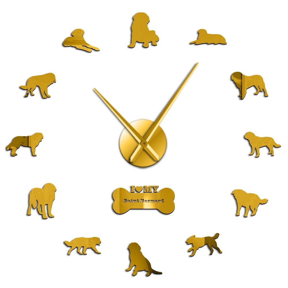 Saint Bernard Dog Frameless Wall Clock Stickers, DIY Modern Decorative ...