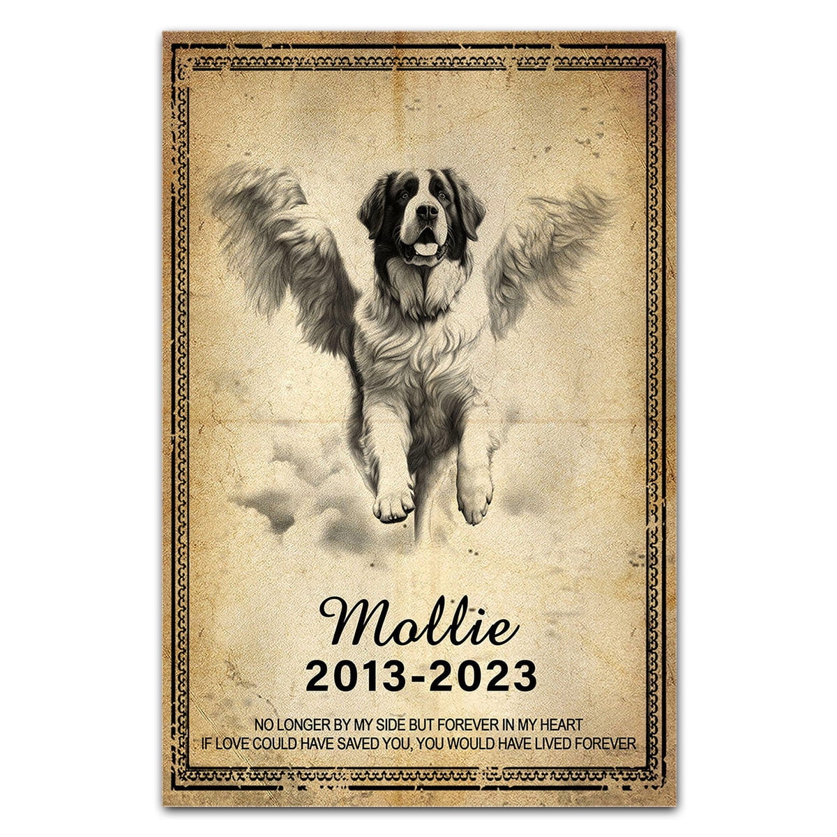 Saint Bernard Dog Memorial Poster/Framed Canvas Prints, Personalized ...