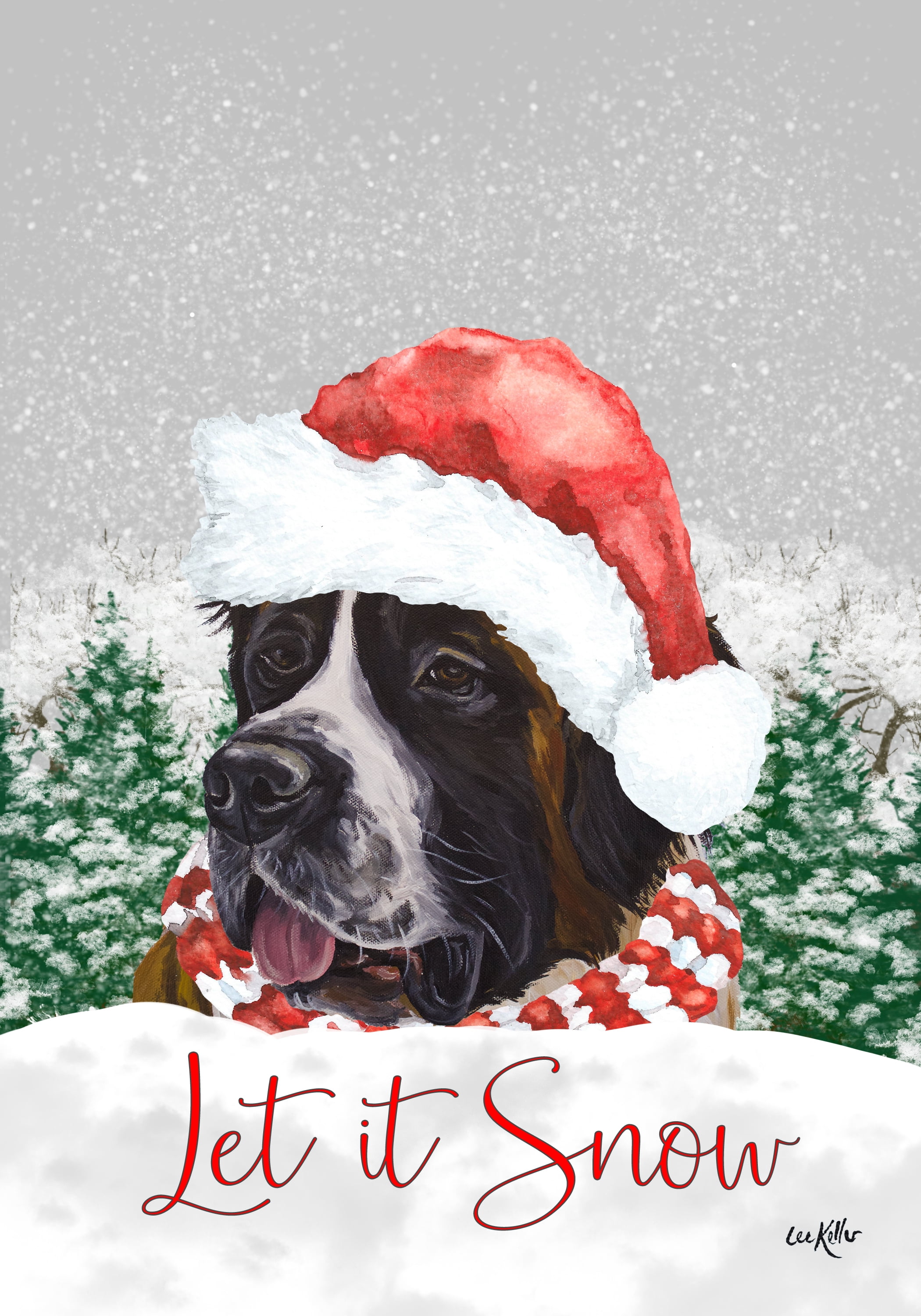 Saint Bernard - Hippie Hound Studios Let it Snow Christmas Garden Flag ...
