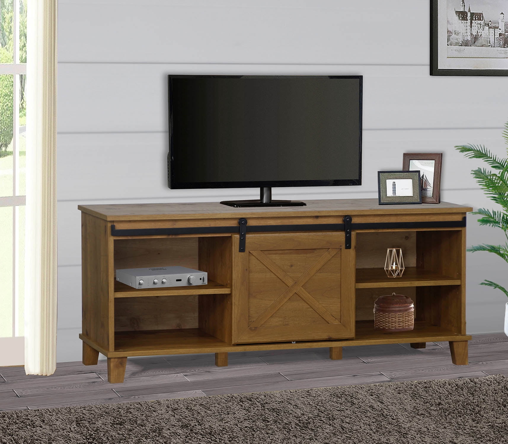 Saint Birch Austin Farmhouse Particle Board Old Pine TV Stand - Walmart.com