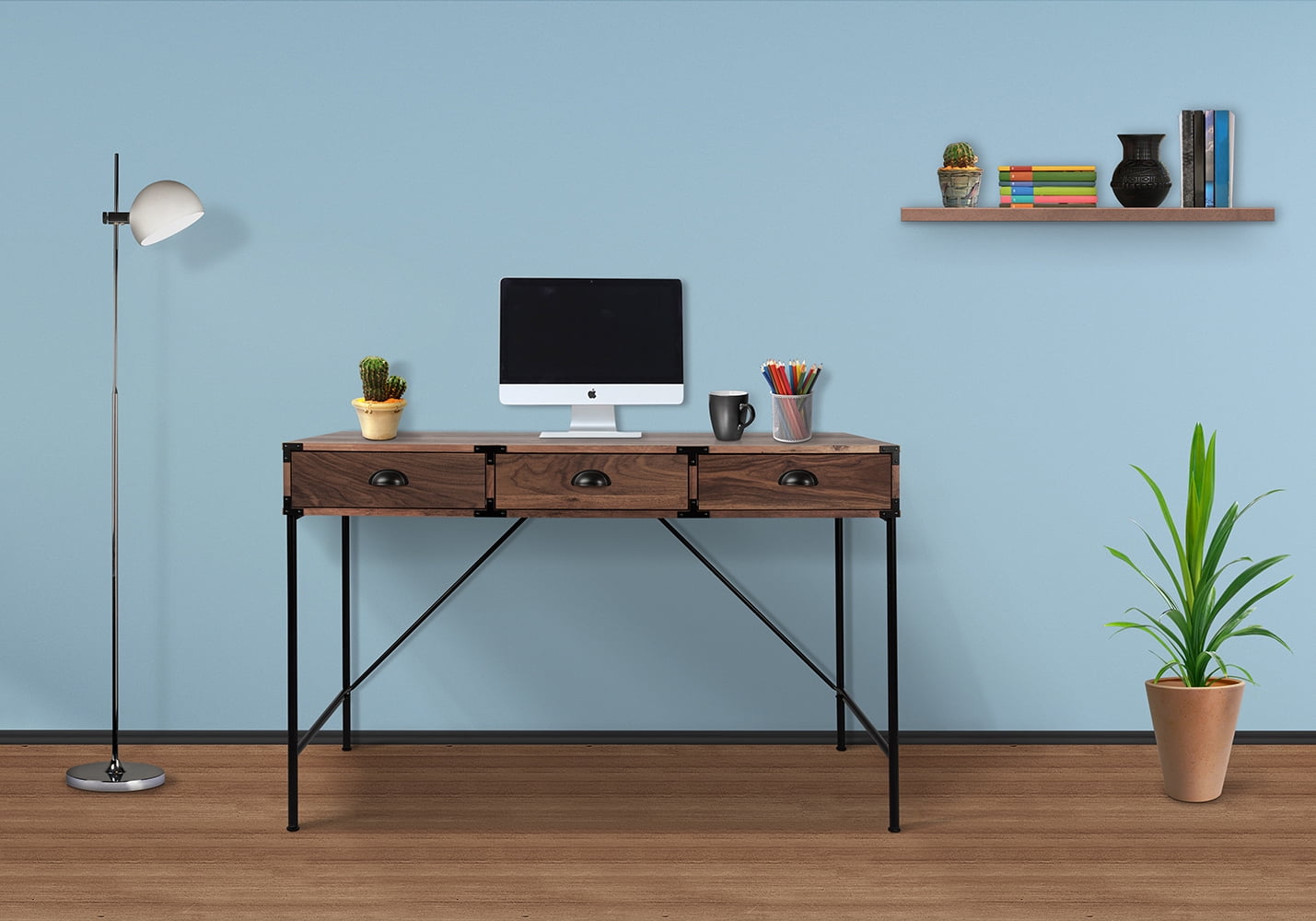 Saint Birch Bombay 47-Inch Modern Wood Walnut Writing Desk - Walmart.com