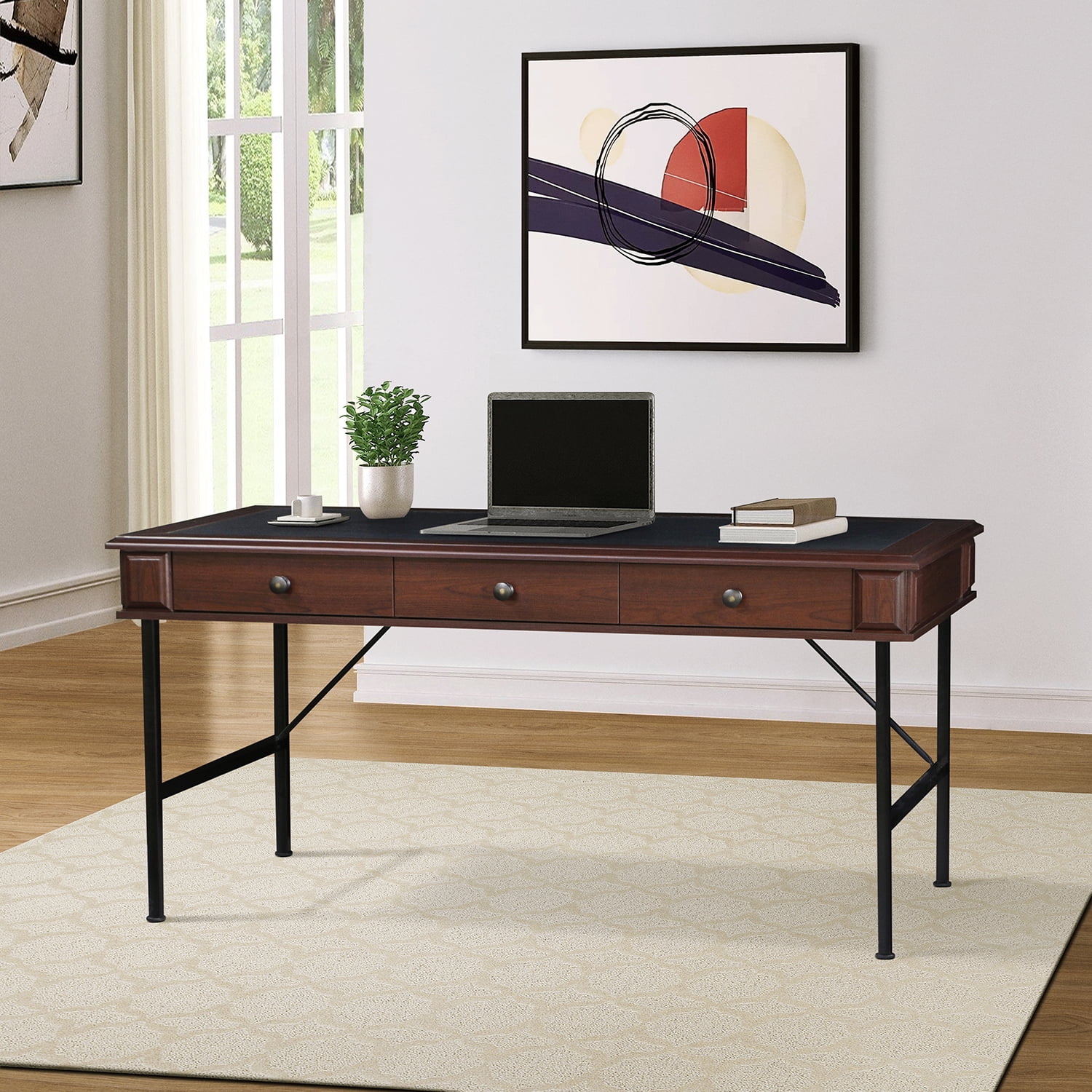 Saint Birch Colles Wood Frame Writing Desk Cherry Finish - Walmart.com