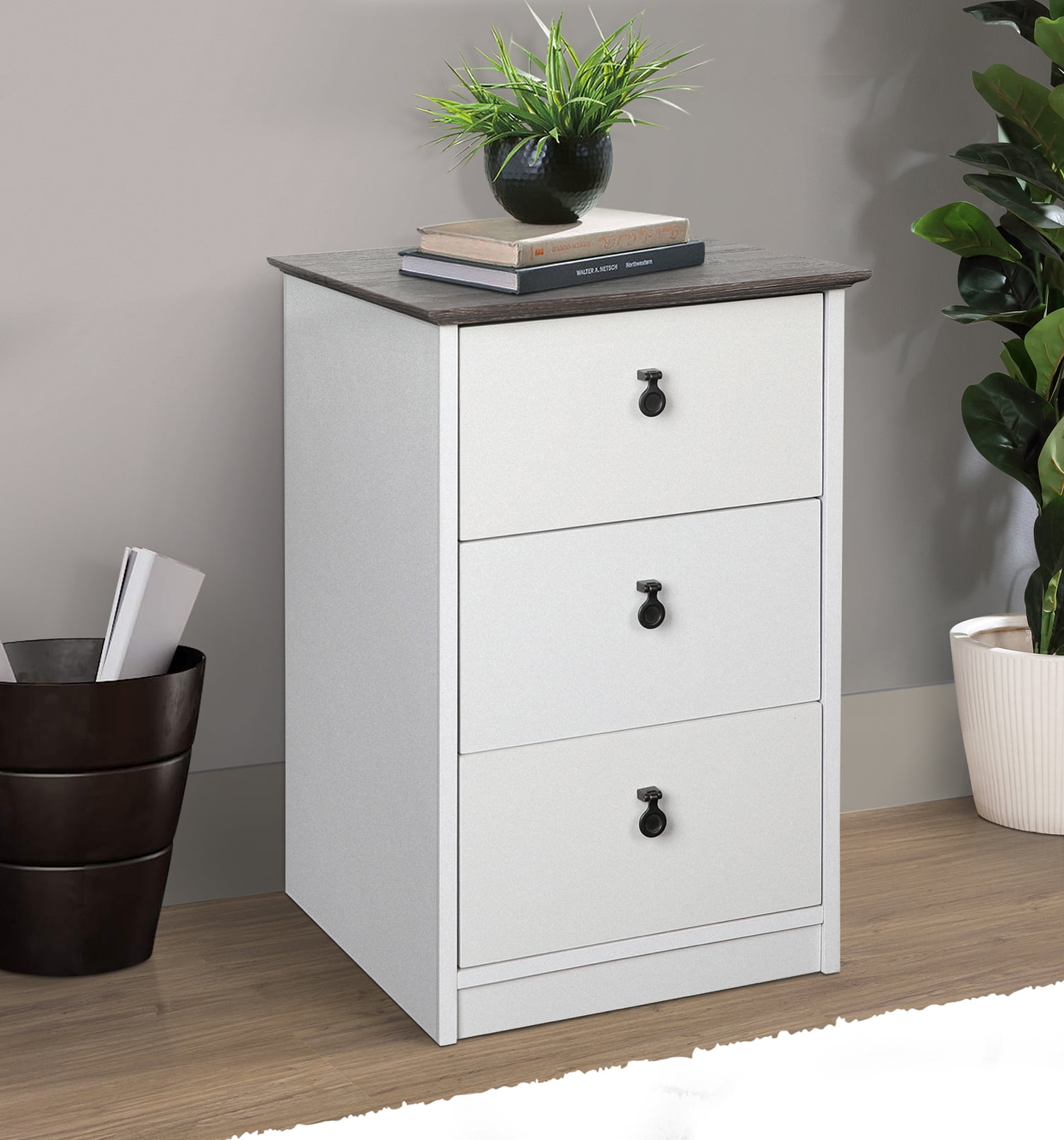 Saint Birch Finley White 3-Drawer Cabinet with Wood Multiple Storage ...