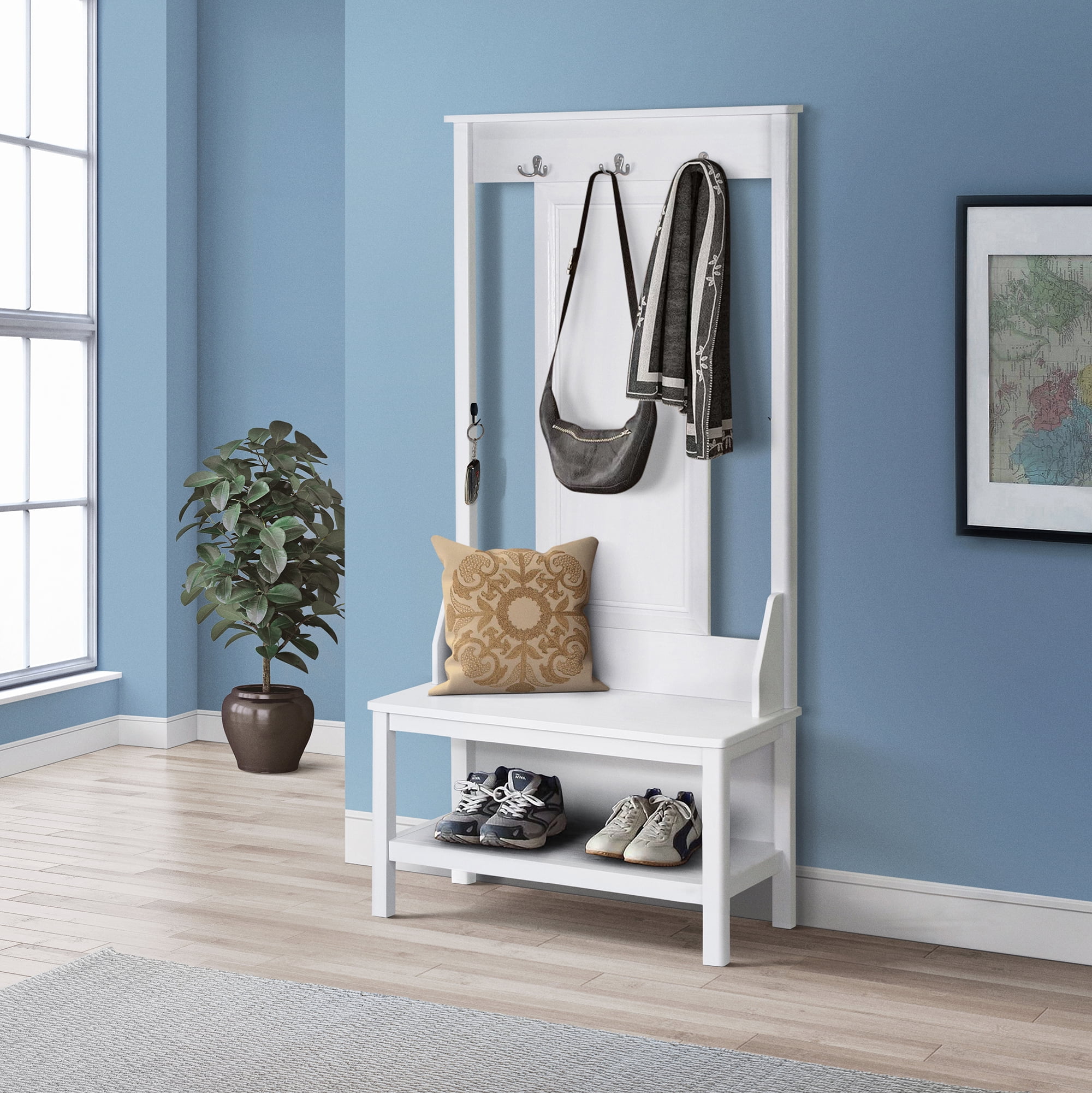 Saint Birch Finley Entryway Storage Hall Tree and Shoe Bench - Walmart.com