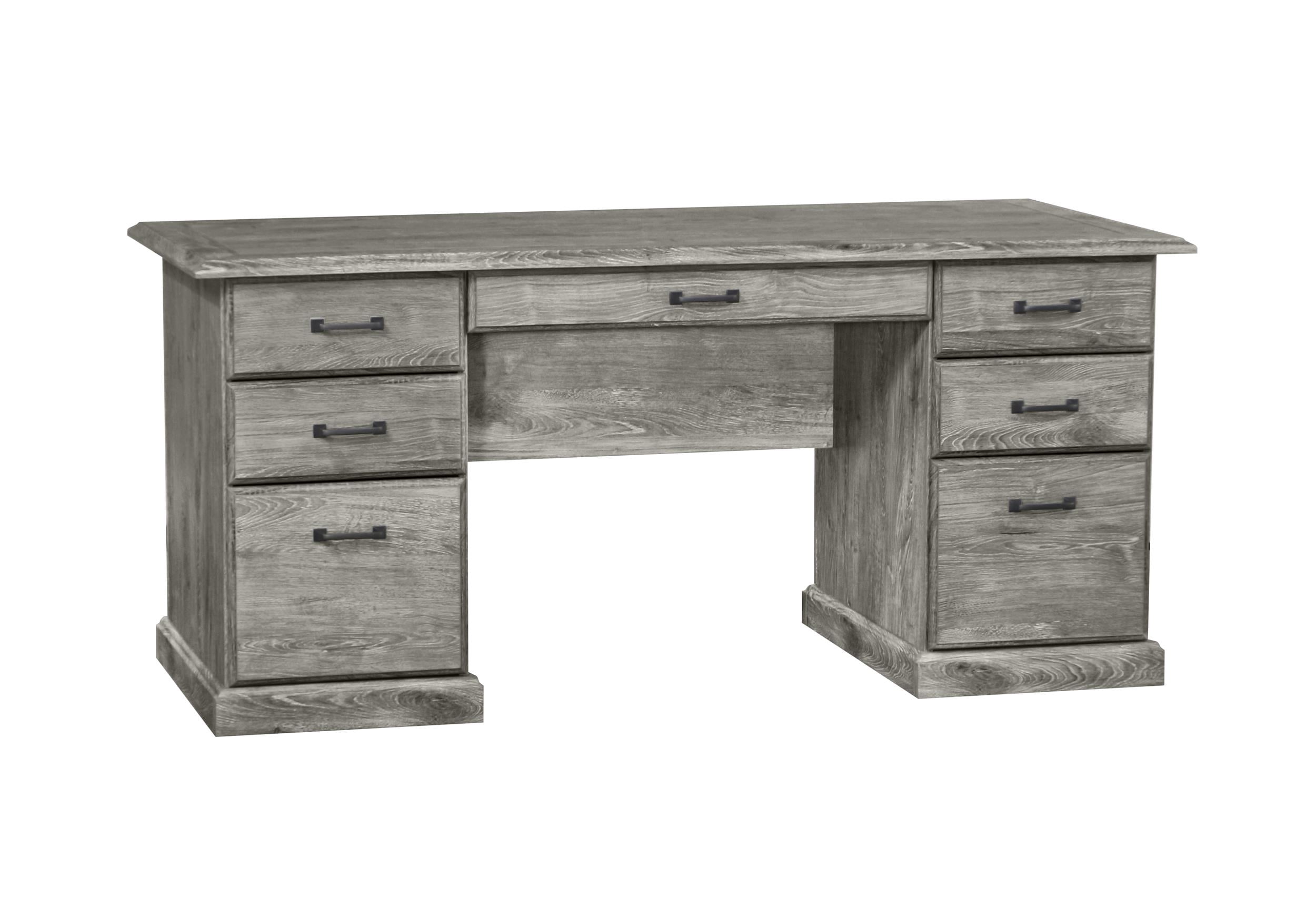 "Saint Birch Honduras 65"" Executive Desk in Gray Oak with Dimensions ...