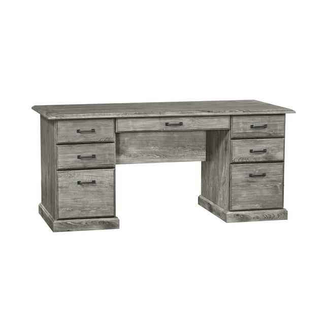 "Saint Birch Honduras 65"" Executive Desk in Gray Oak with Dimensions ...