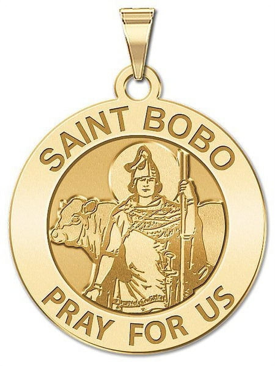 Saint Bobo Round Religious Medal - 2/3 Inch Size of Dime, Solid 14K ...