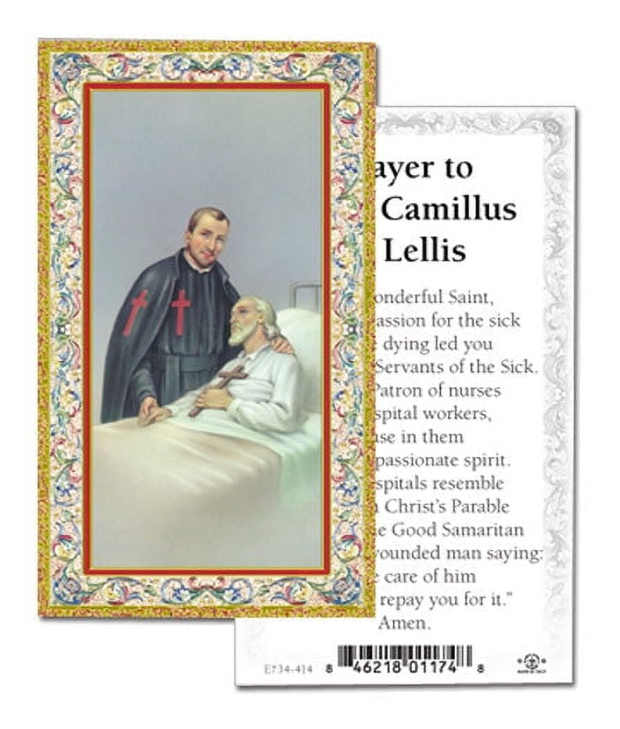 Saint Camillus of Lellis Gold-Stamped Catholic Prayer Holy Card with Prayer on Back, Pack of 100 ...