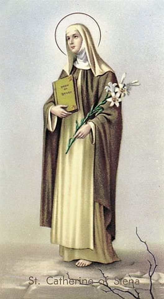 Saint Catherine of Sienna Paper Catholic Prayer Holy Card with Blank ...