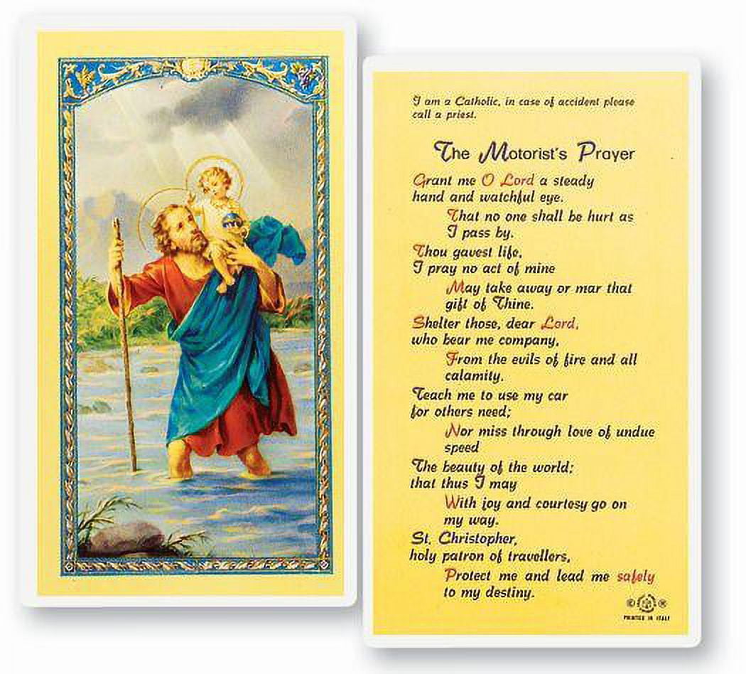 Saint Christopher Motorist's Prayer Laminated Catholic Prayer Holy Card ...
