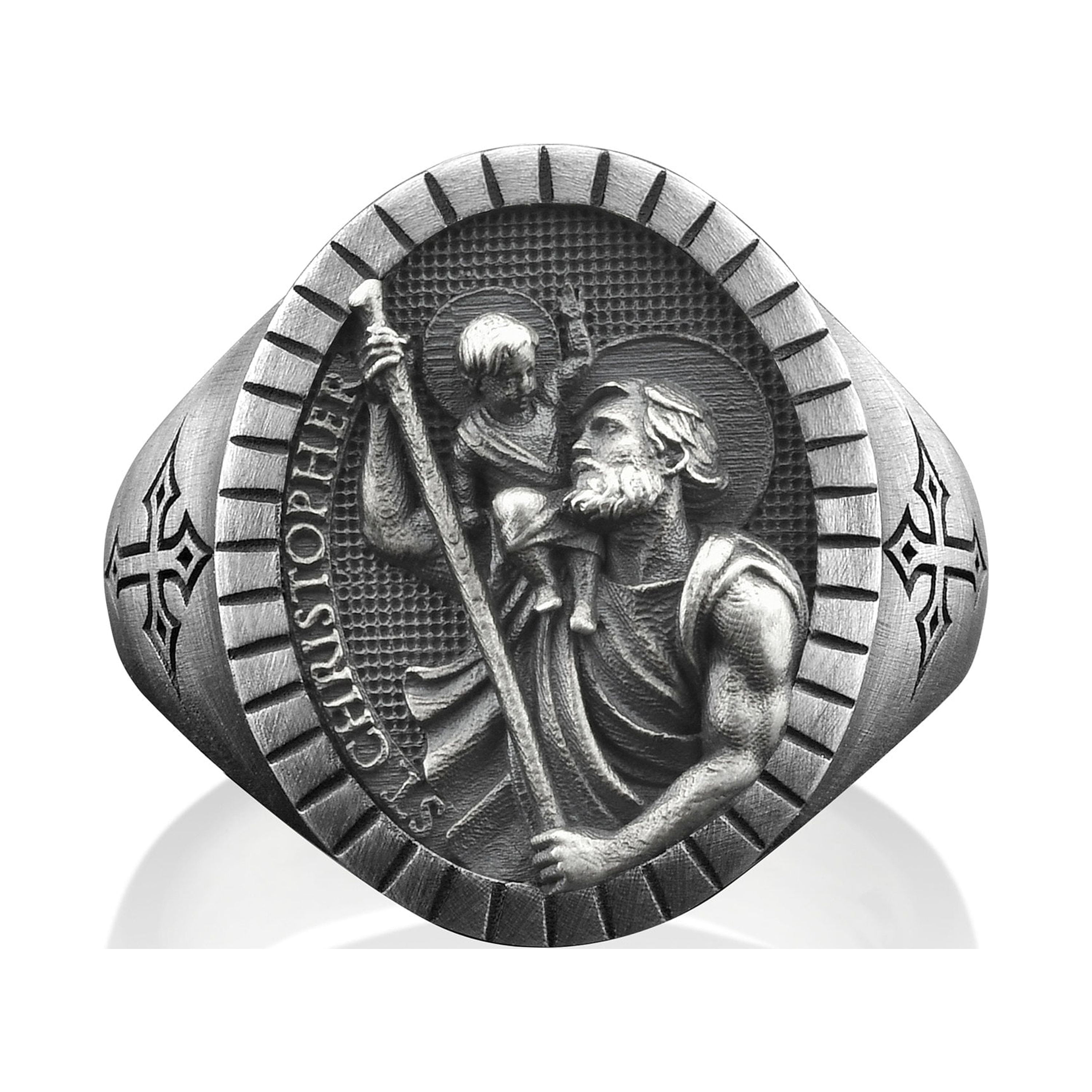 Saint Christopher Signet Ring For Men in Sterling Silver, Handmade ...