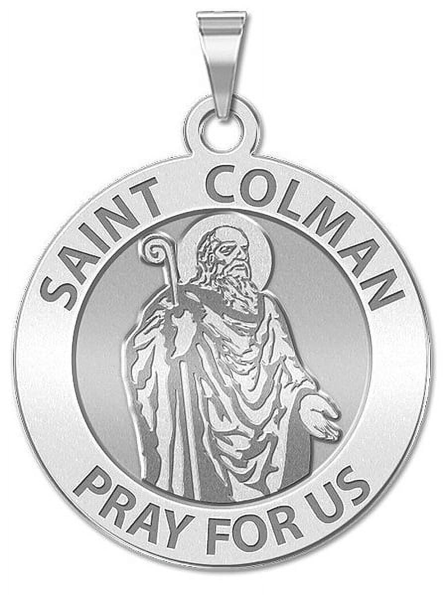 Saint Colman Round Religious Medal - - 2/3 Inch Size of Dime, Solid 14K ...