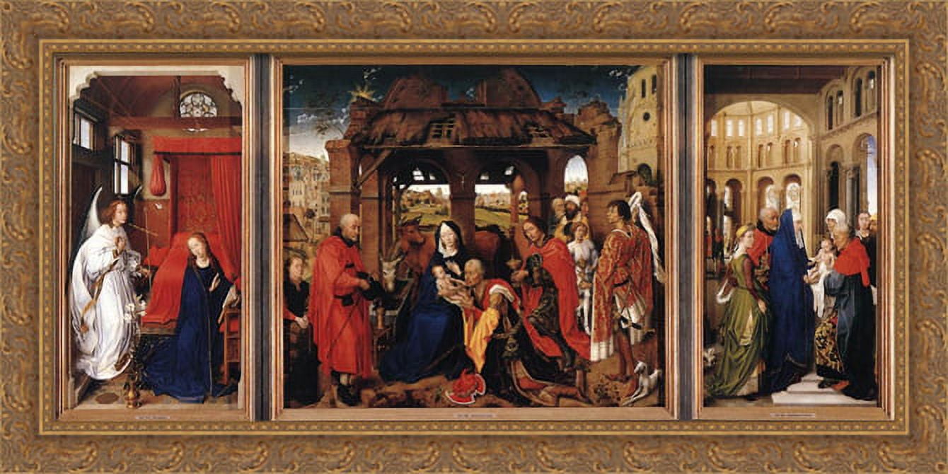 Saint Columba Altarpiece 40x20 Large Gold Ornate Wood Framed Canvas Art ...