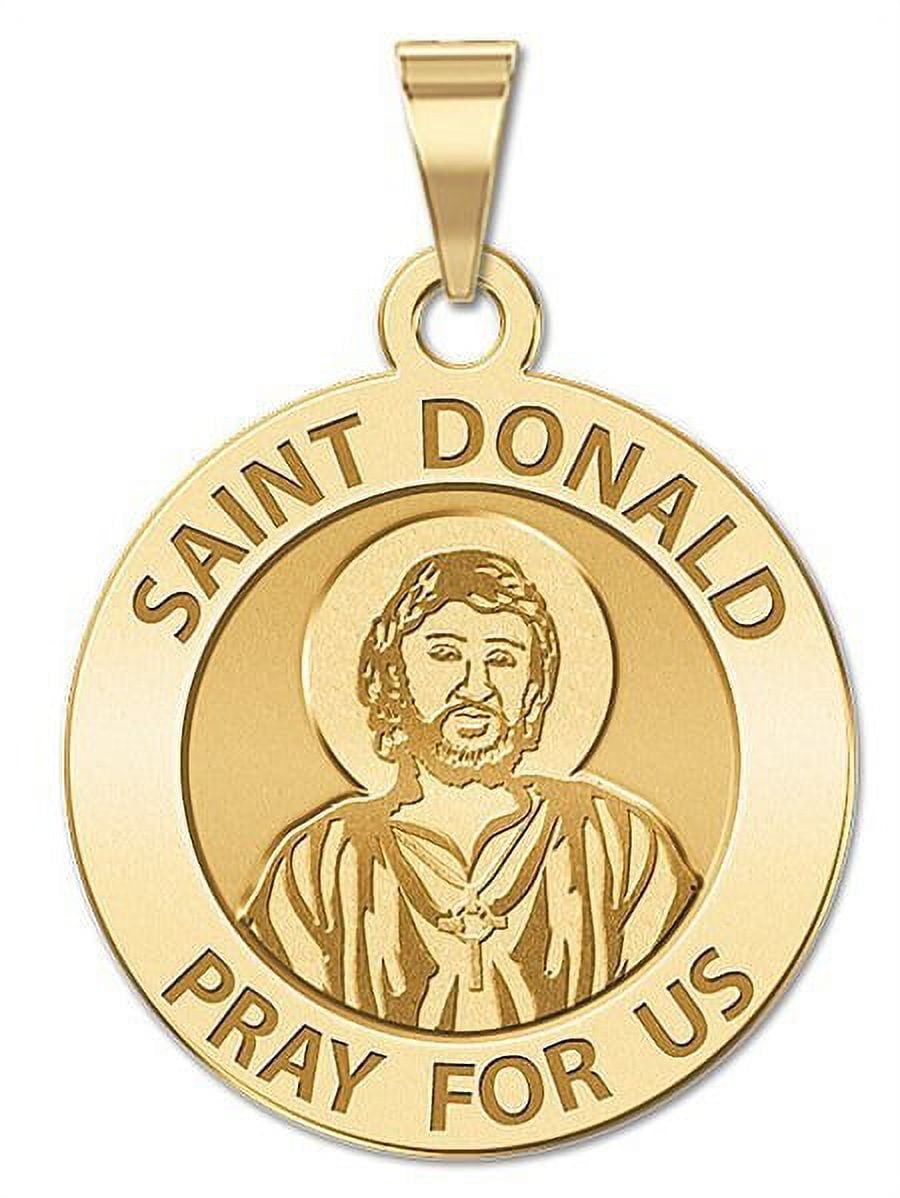 Saint Donald Round Religious Medal - 2/3 Inch Size of Dime, Solid 14K ...