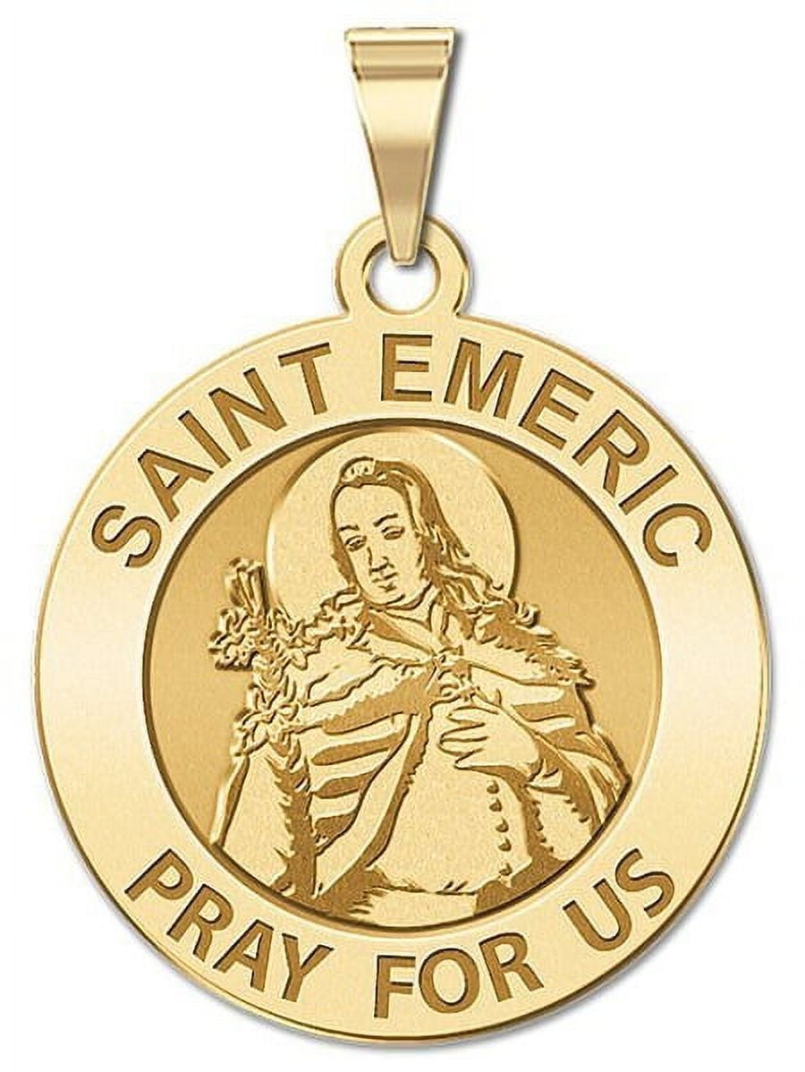 Saint Emeric Round Religious Medal - - 2/3 in Size of Dime, Solid 14K ...