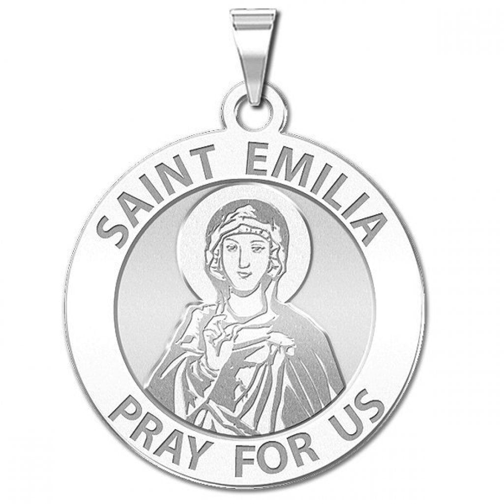 Saint Emilia Religious Medal - 1 inch Size of a Quarter -14K White Gold ...