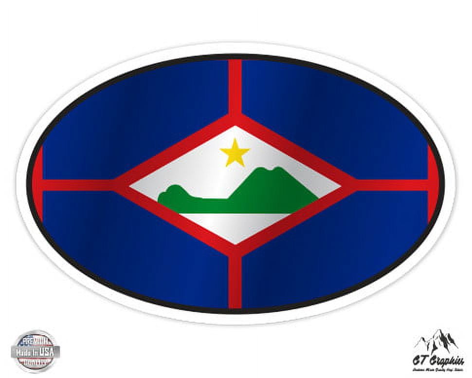 Saint Eustatius Flag Oval - 5" Vinyl Sticker - For Car Laptop I-Pad ...