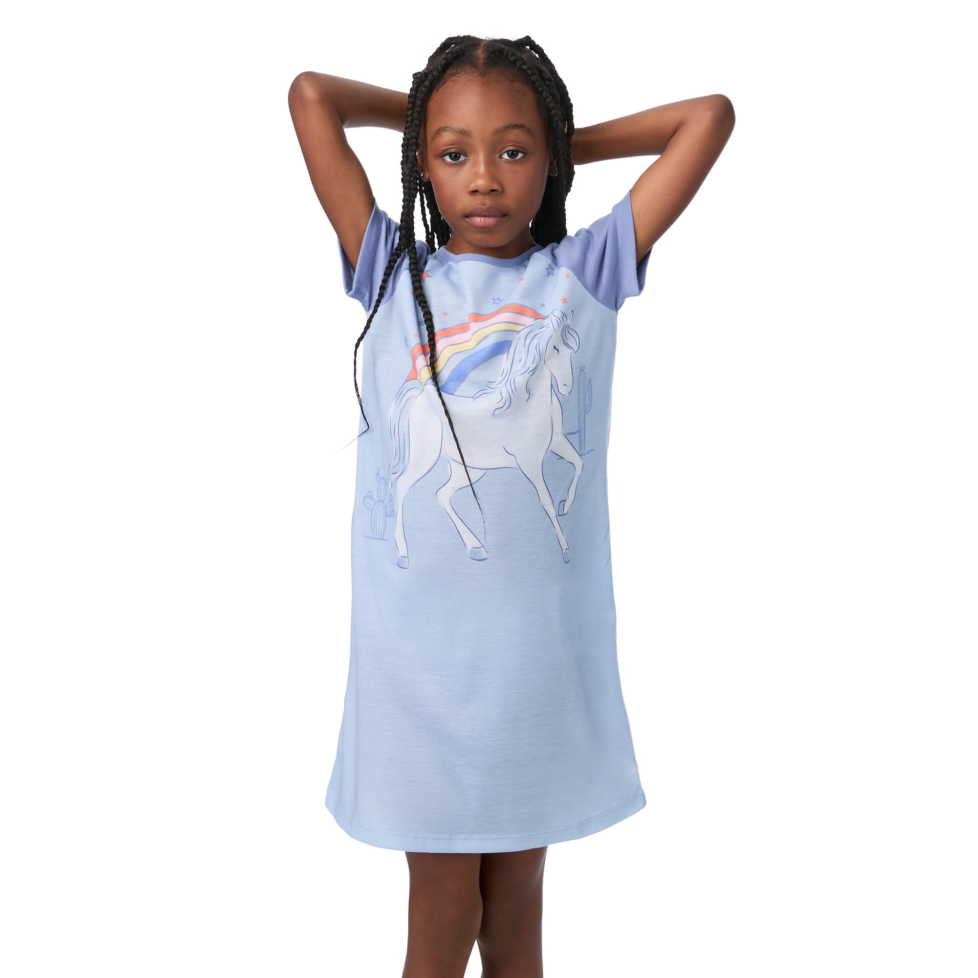 Saint Eve Kids Girls 2 Pack Nightgowns, Short Sleeve 2 Piece Soft ...